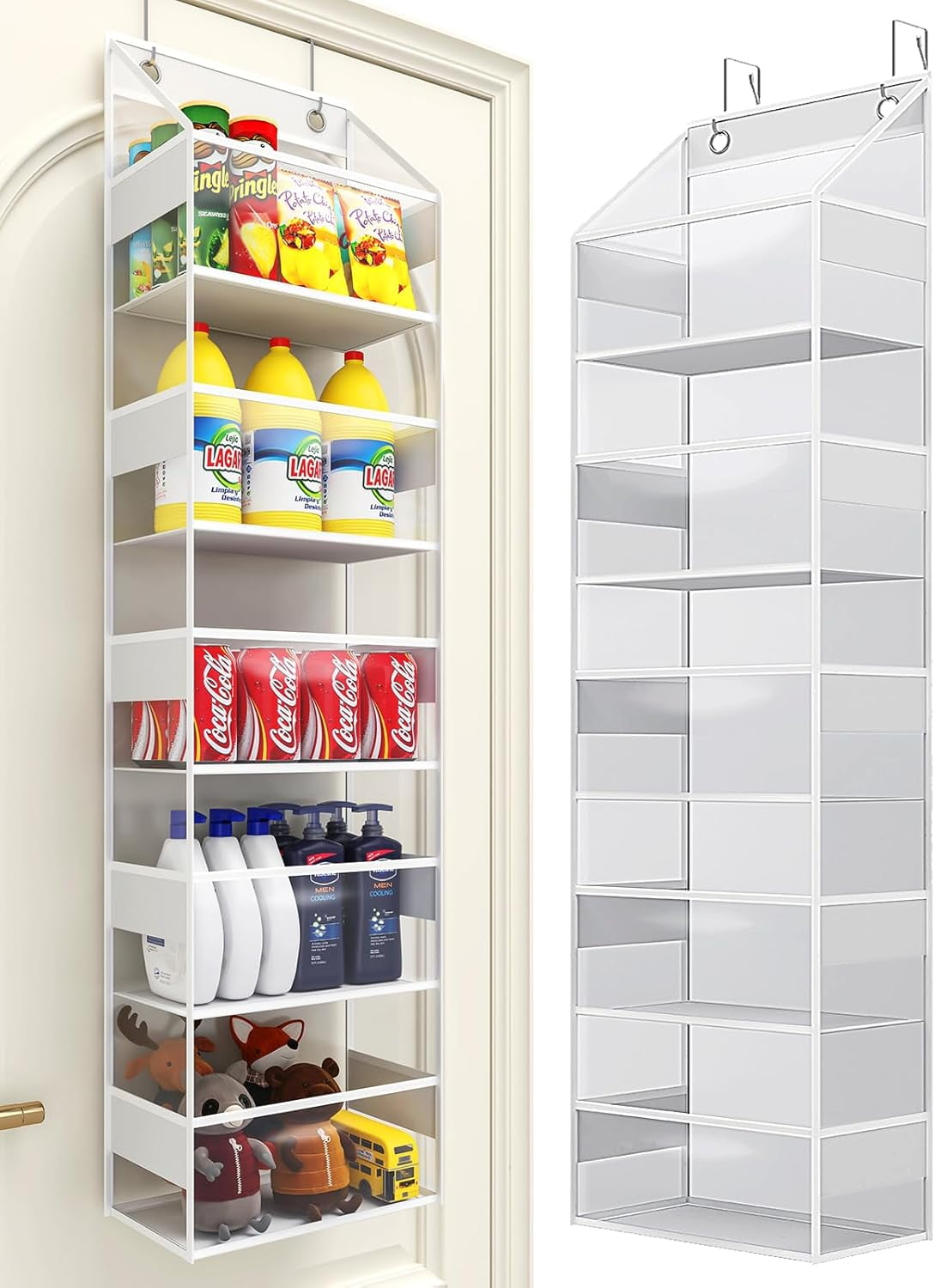 5-Tier Over The Door Storage Hanging Organizer, Clear Hanging Storage ...