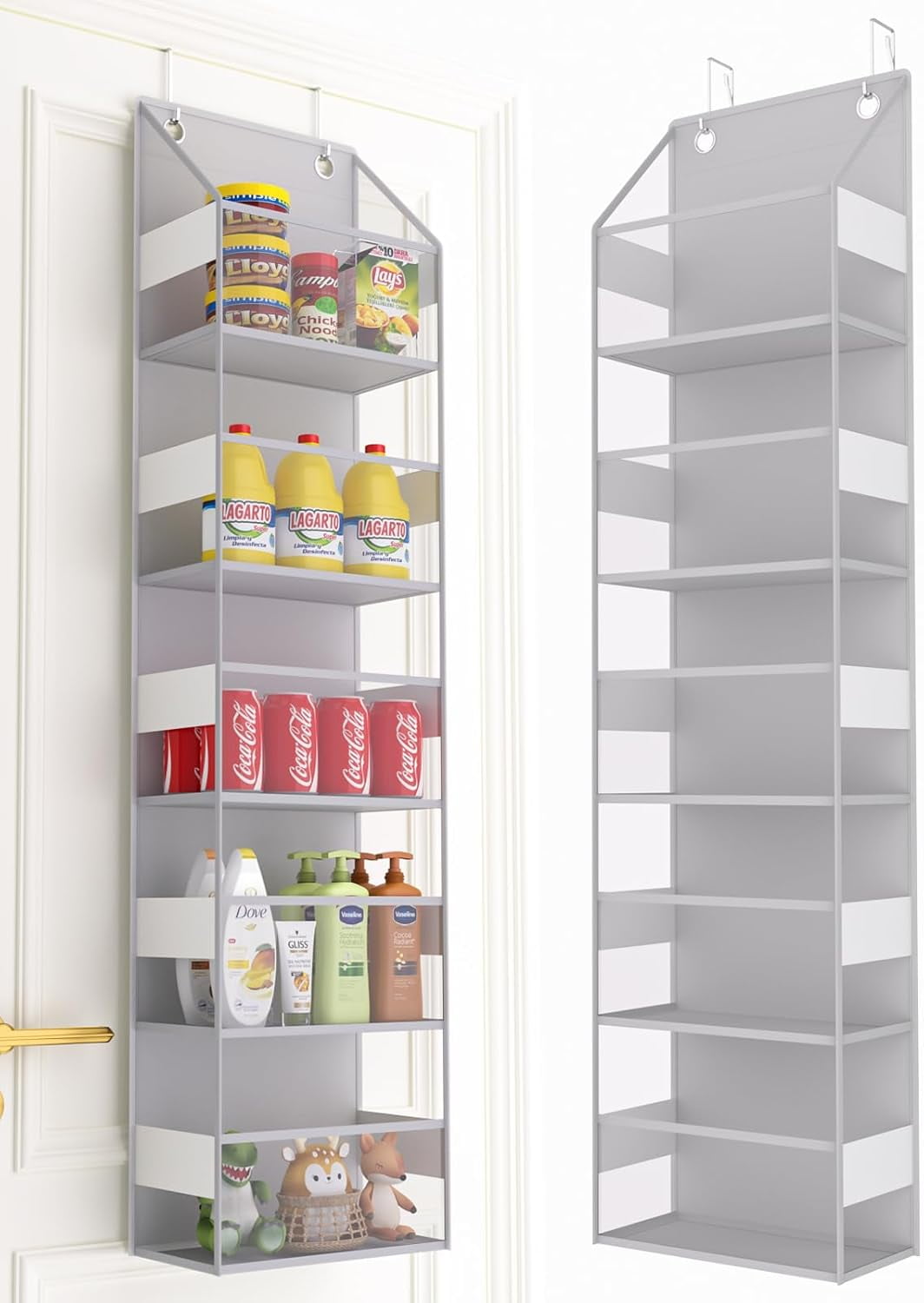 5-Tier Over The Door Storage Hanging Organizer, Clear Hanging Storage ...