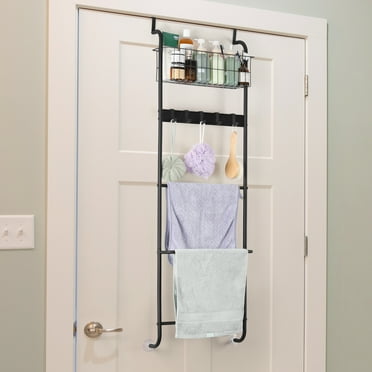 Mainstays SnugFit 6-Hook Metal over-the-Door Towel Holder Rack and Robe ...