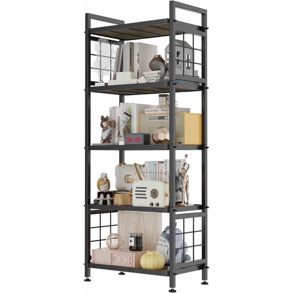 5-Tier Pantry Shelves with Wooden Boards, Heavy Duty Storage Shelves ...