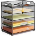 5 Tier Paper Letter Tray Organizer with Handles, Mesh Desk File ...