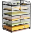 5 Tier Paper Letter Tray Organizer with Handles, Mesh Desk File ...