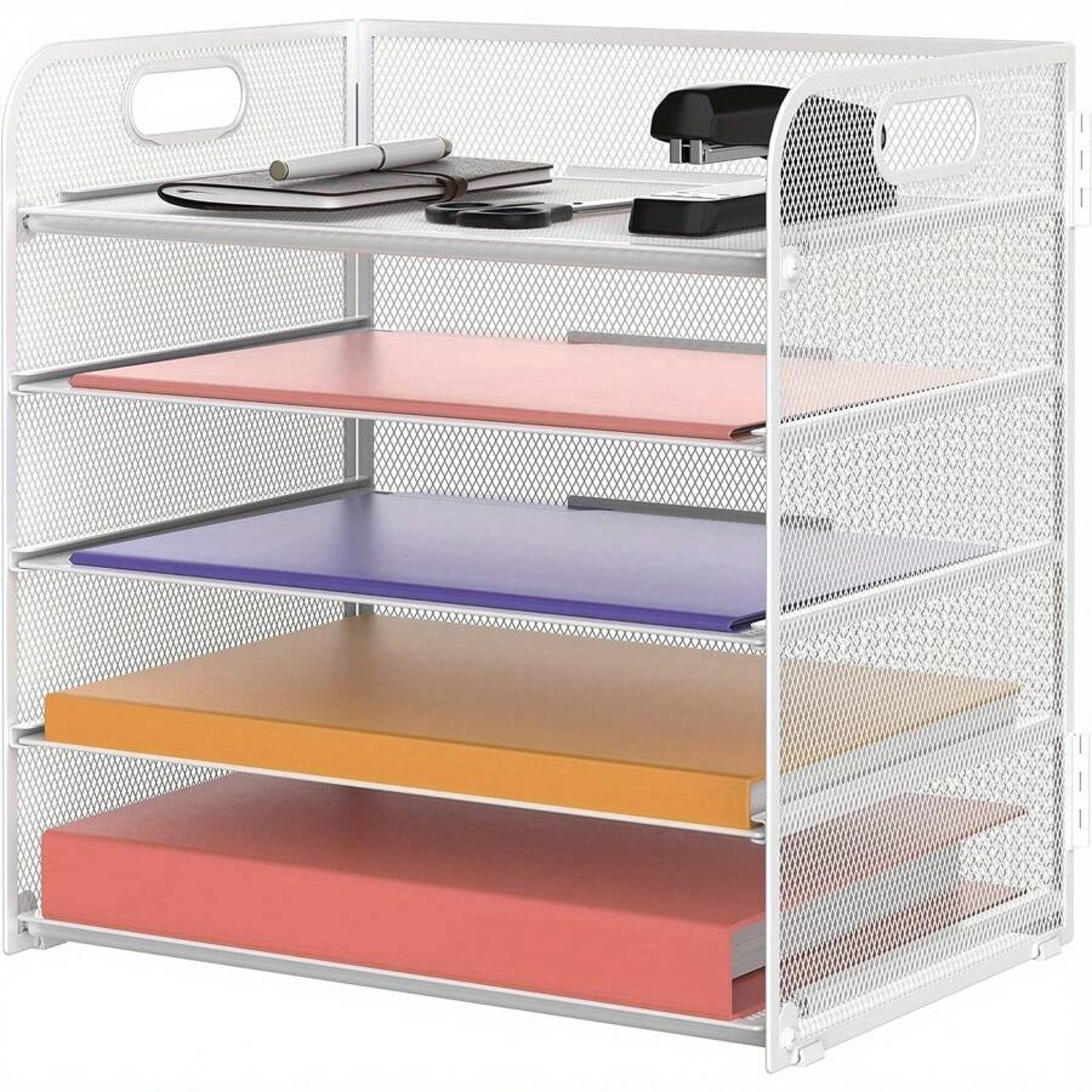 5 - Tier Paper Organizer - Mesh Design, With Handle, Letter/A4 Size ...