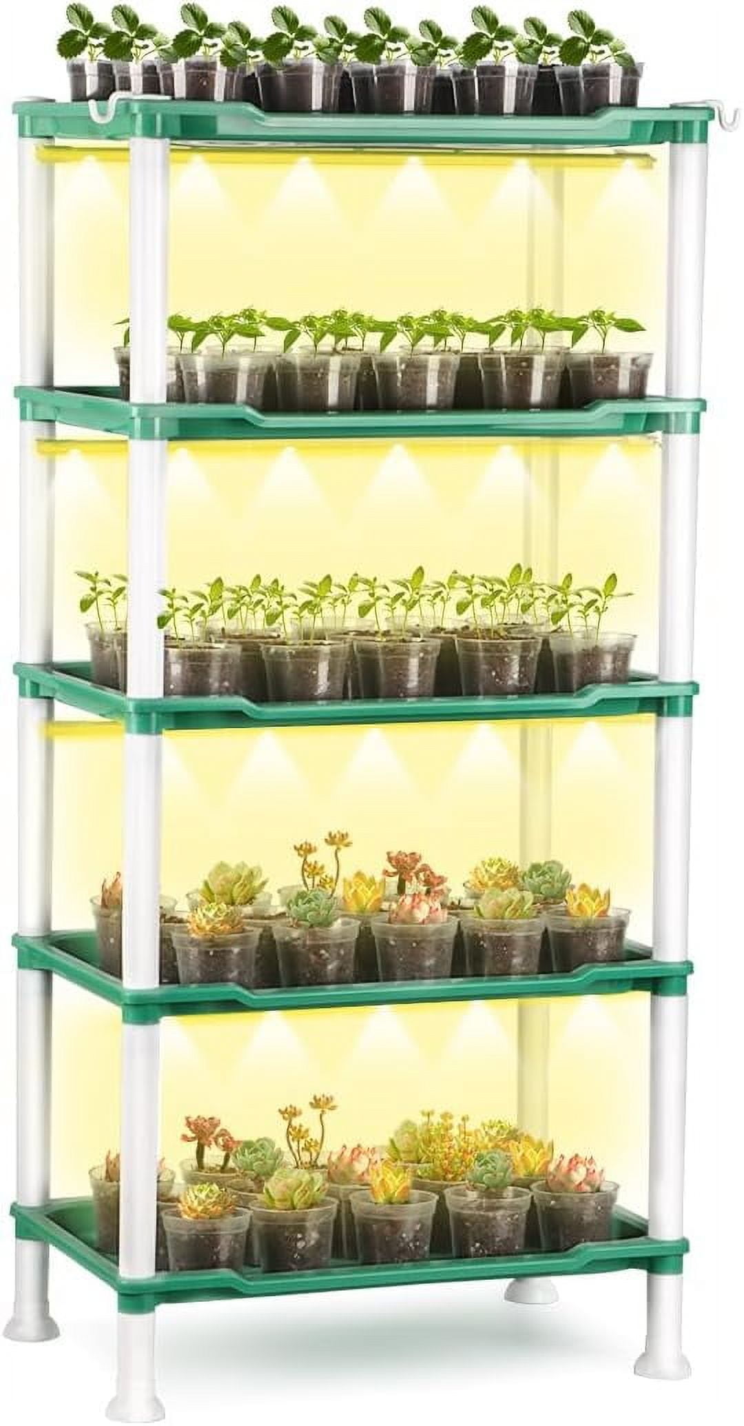 5-Tier Plant Stand with 4 LED Grow Lights & 90 2.5 Inch Clear Nursery ...