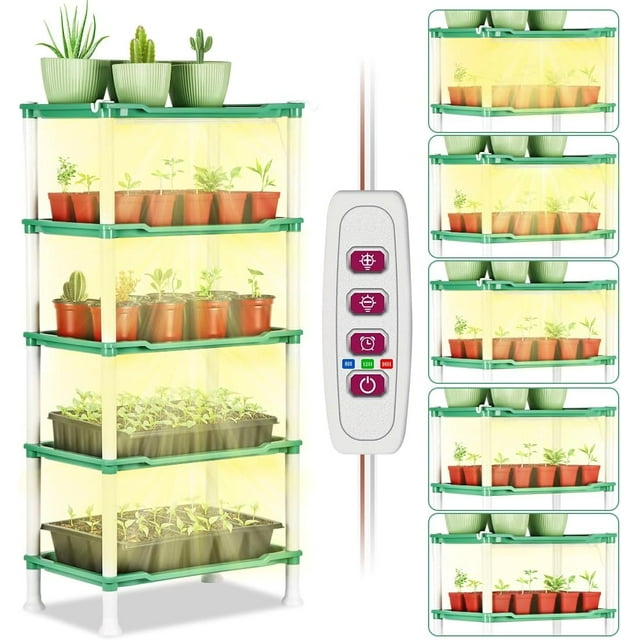 5-Tier Plant Stand with Grow Lights - Seed Starting Kit Germination ...