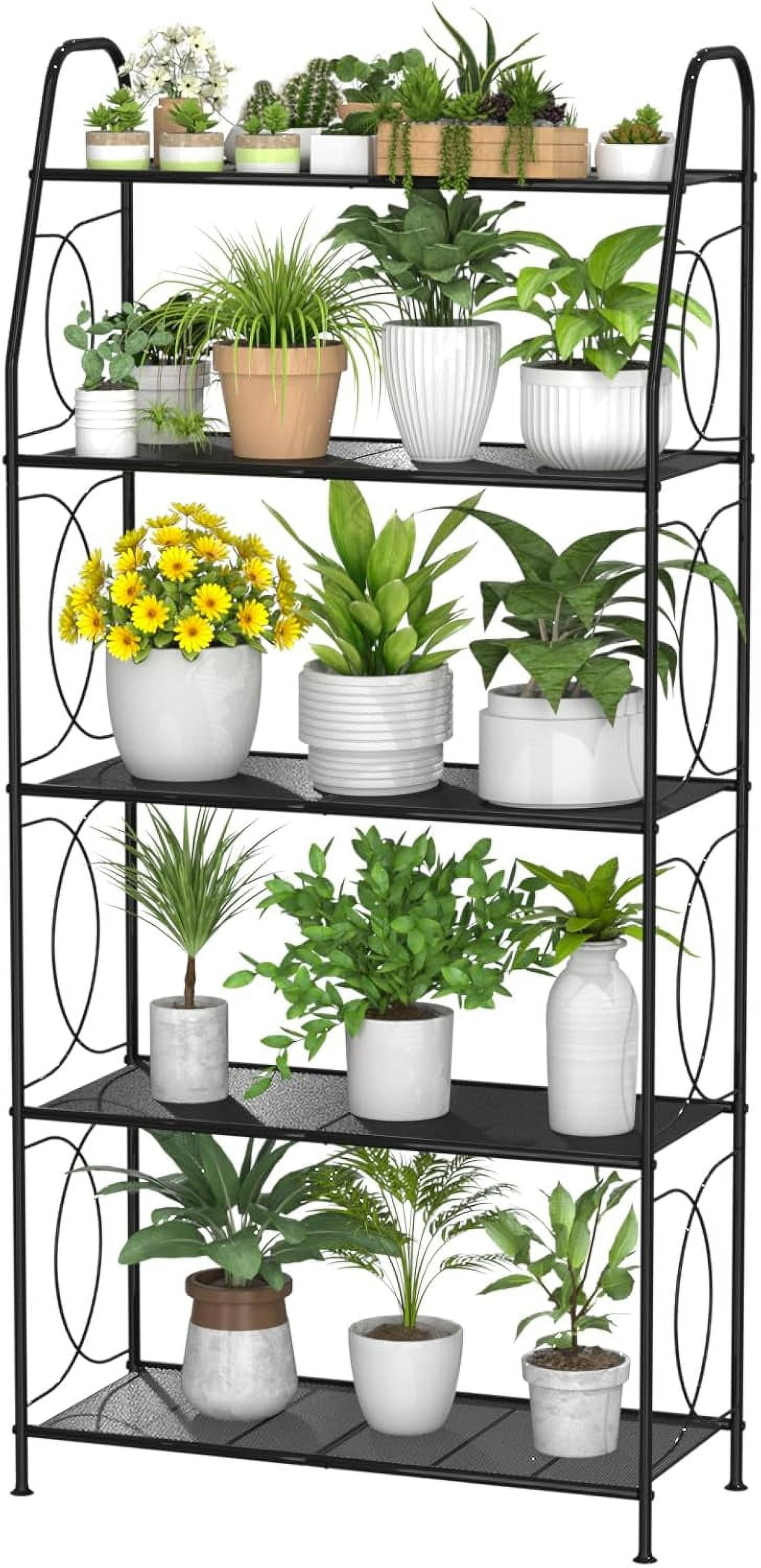 5 Tier Plant Stand Indoor Outdoor, Heavy Duty Plant Shelf, Metal Mesh ...