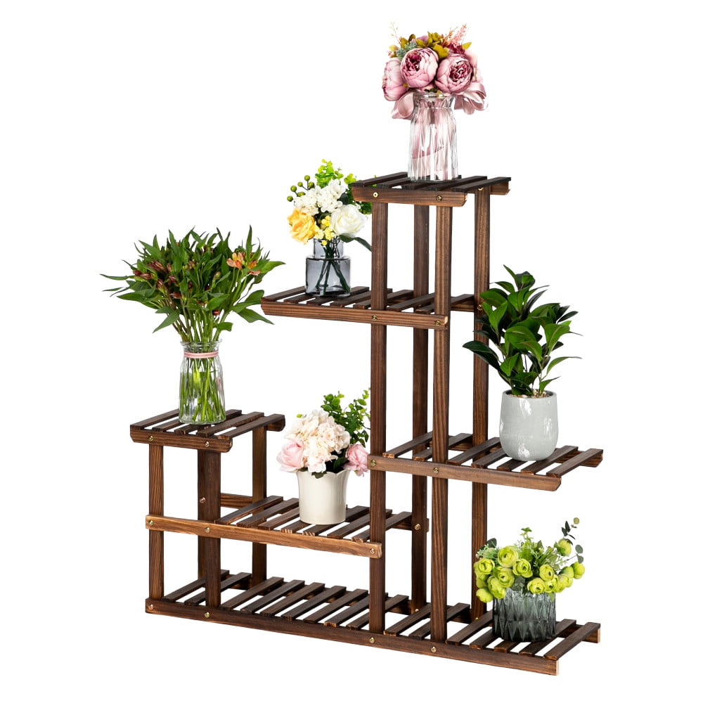 5 Tier Plant Stand Wooden Pot Flower Stand 10 Seats Multifunction ...