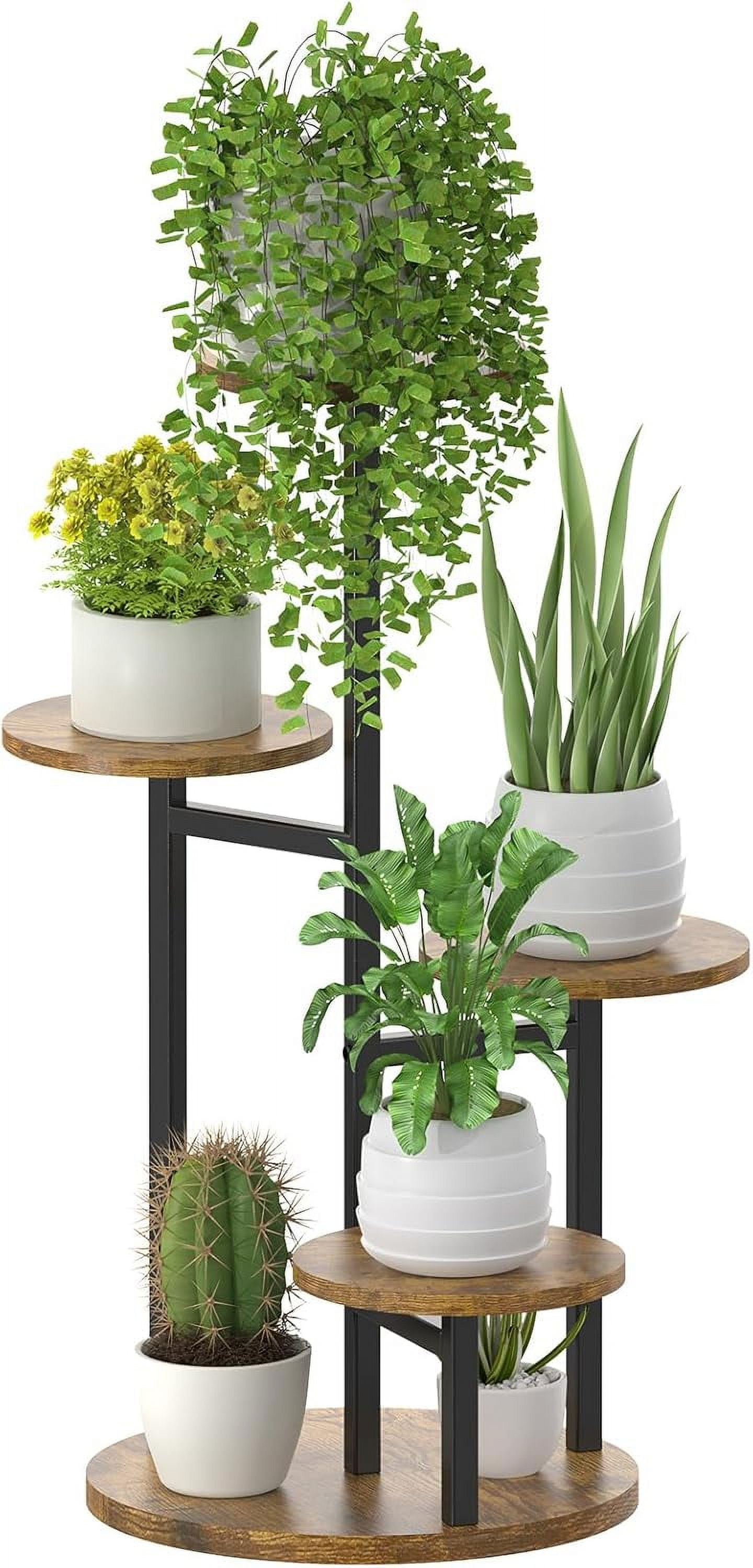 5 Tier Plant Stands Indoor Outdoor, Tiered Metal Wood Corner Plant ...