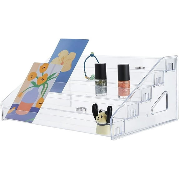 5-Tier Plastic Card Display Stand 30x21.3x13.4cm Clear Nail Polish ...