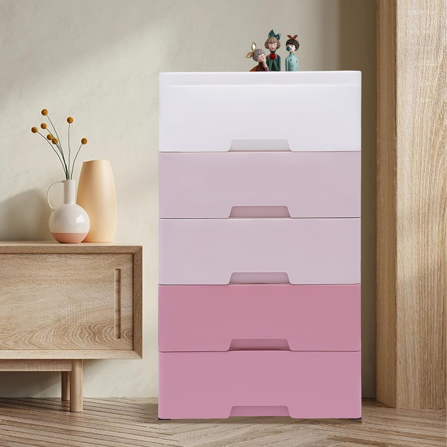 5 Tier Plastic Drawers Dresser Storage Tower with 5 Drawers,Stackable ...