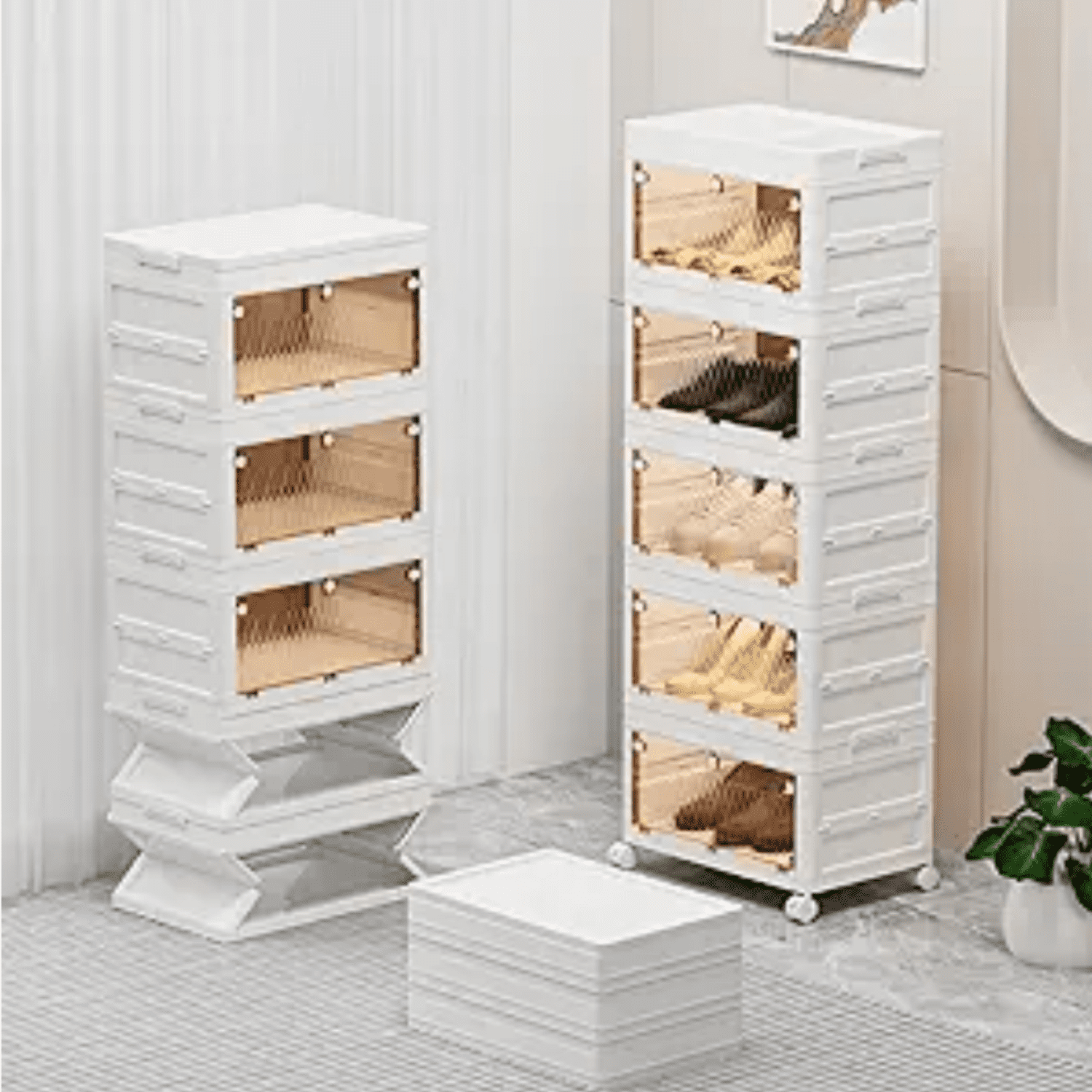 5 Tier Plastic Storage Bins with Lid, Stackable Storage Containers with ...