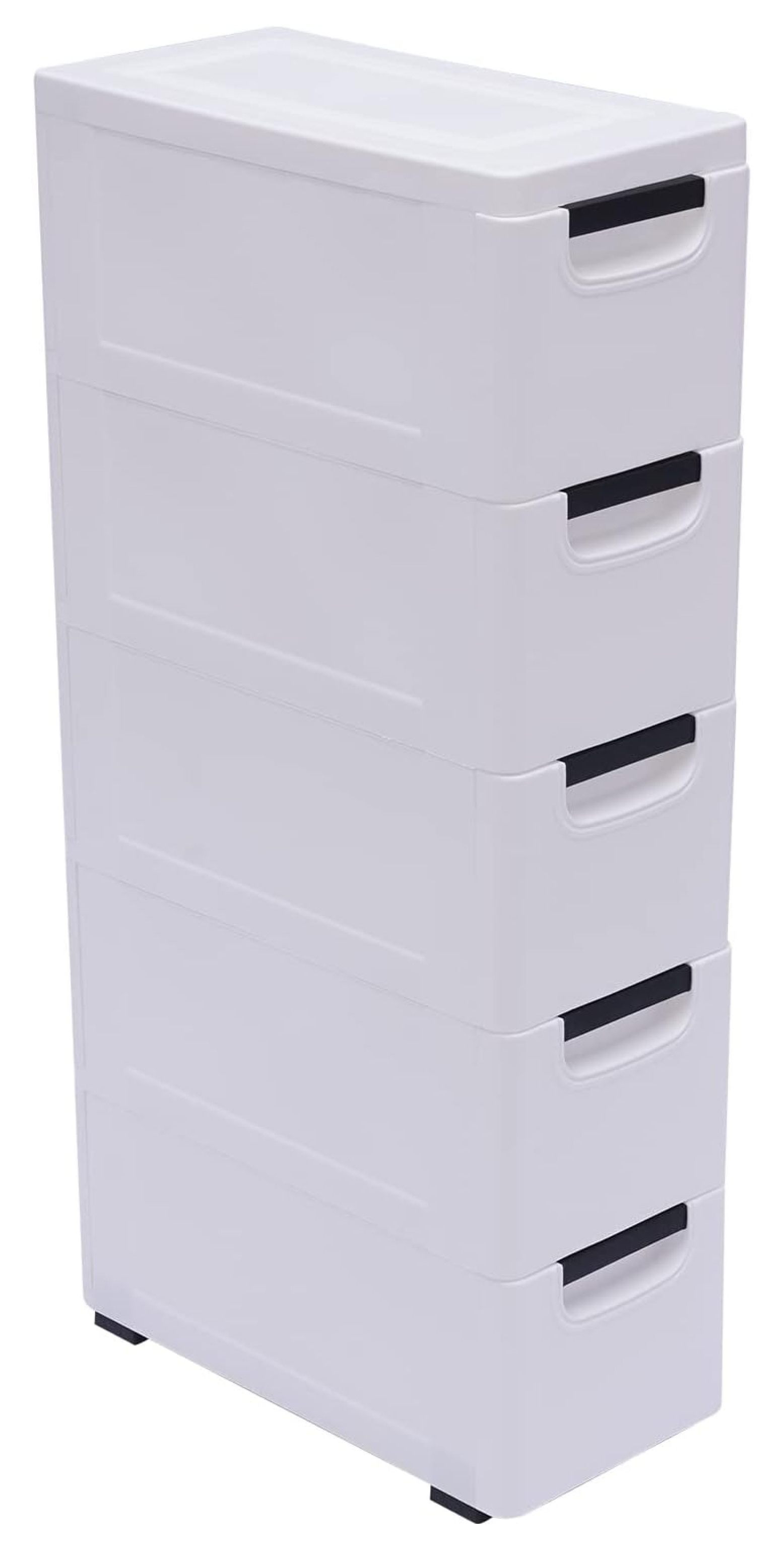 5 Tier Plastic Storage Cabinet White Stackable Storage Cabinet with 5 ...