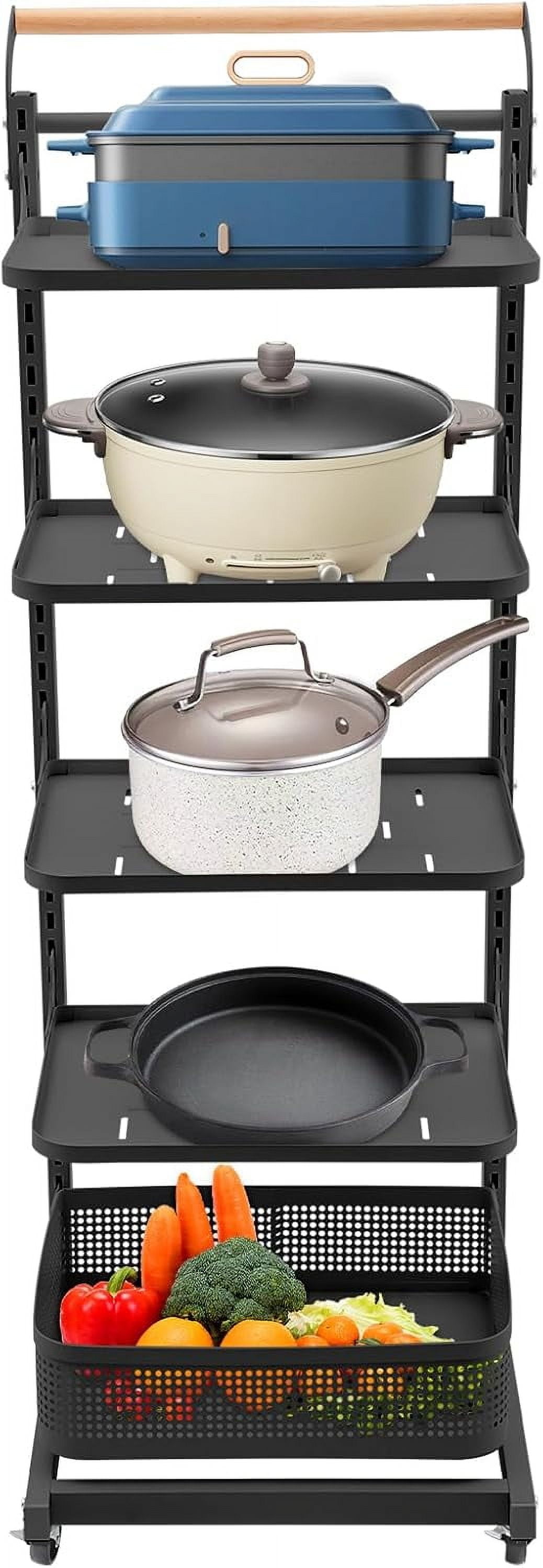 5-Tier Pot and Pan Organizer Rack, Floor Mount Pot Rack Kitchen Cabinet ...
