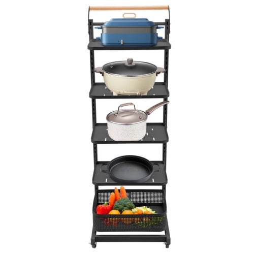 5 Tier Pot Rack Floor Mount Kitchen Storage Shelf Pots and Pans ...