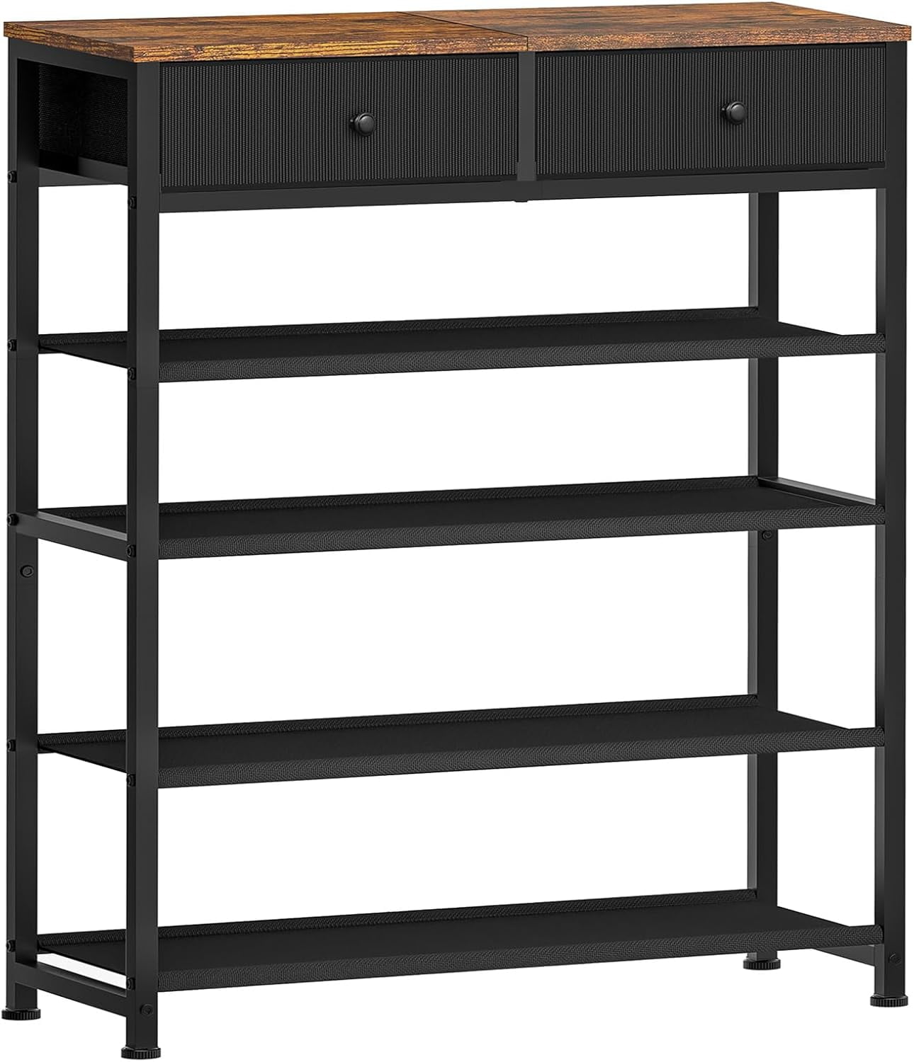 5 Tier Rack With 2 Drawers, Metal Shelf for 12-16 Pairs of Shoes, 4 ...