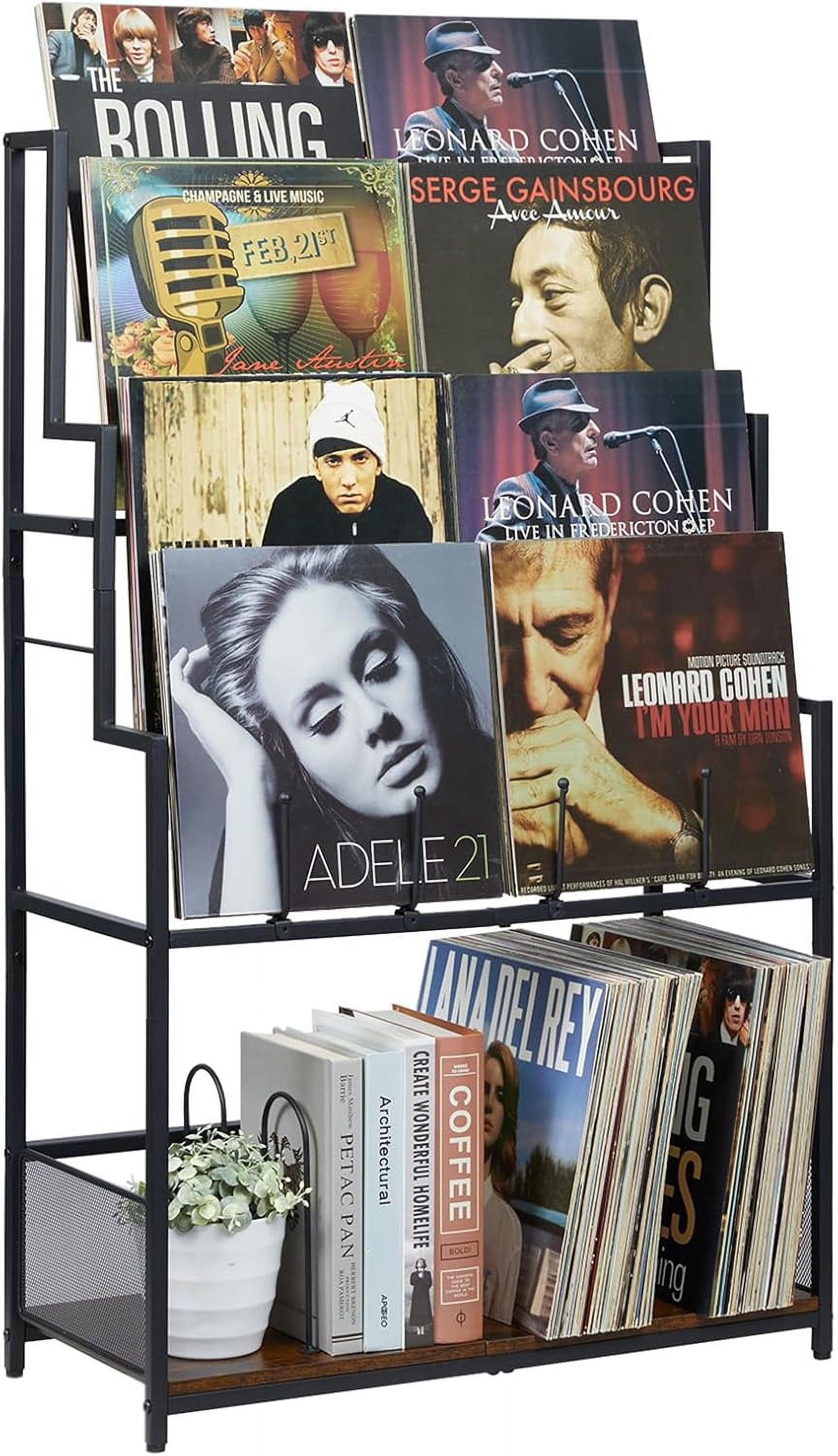 5-Tier Record Storage Stand with Display Shelf, Large Capacity Vinyl ...