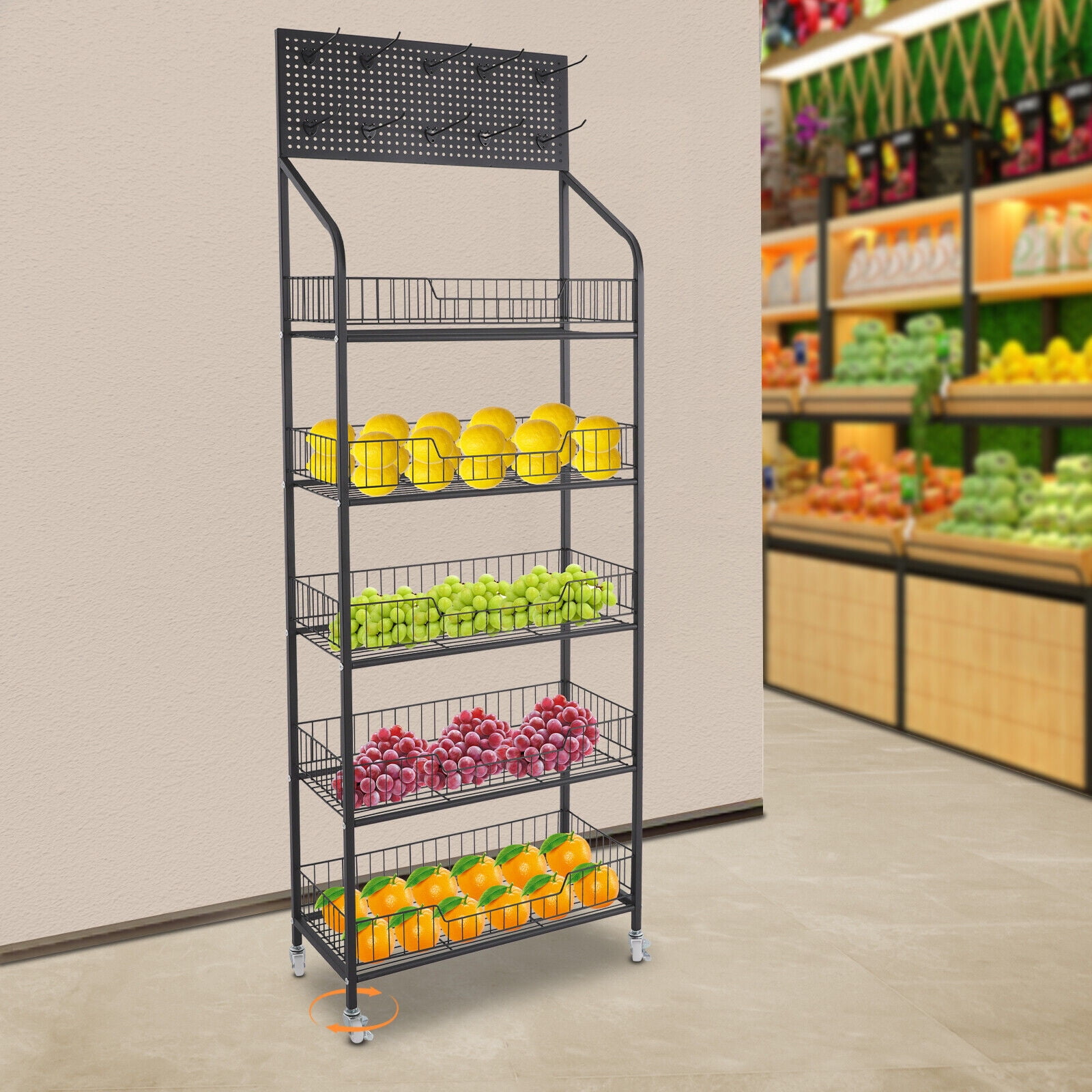 5 Tier Retail Display Rack, Snack Display Organizer, Snack Rack Stand ...
