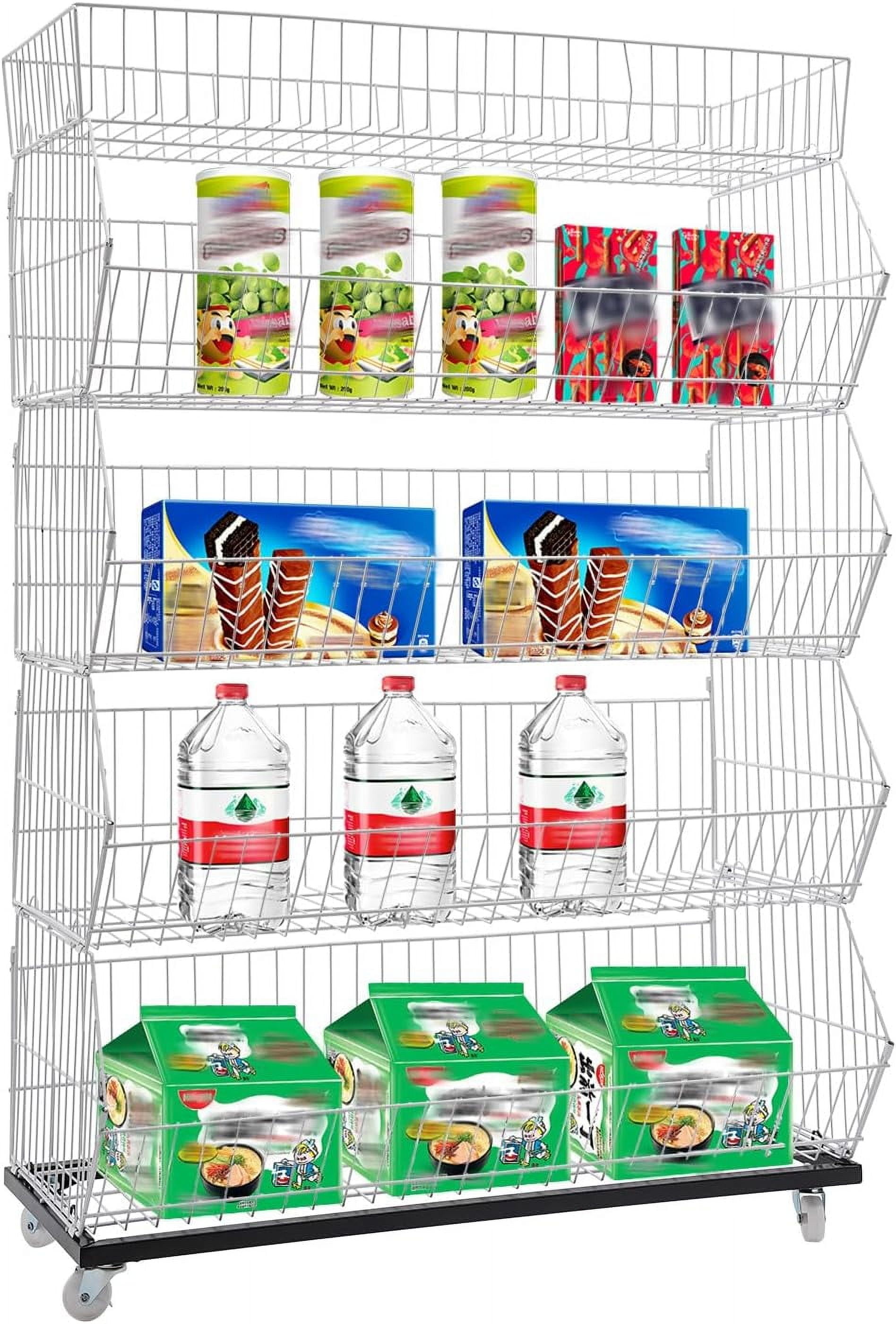 5 Tier Retail Display Shelves, Market Shelf, Stand Shelf with Wheels ...