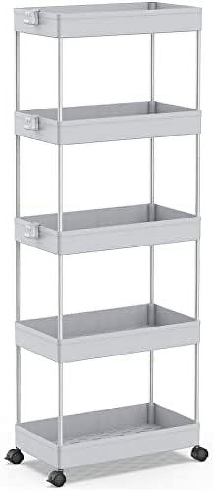 5-Tier Rolling Cart, Bathroom Storage Organizer Utility Cart, Mobile ...