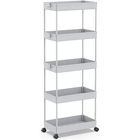 5-Tier Rolling Cart, Bathroom Storage Organizer Utility Cart, Mobile ...