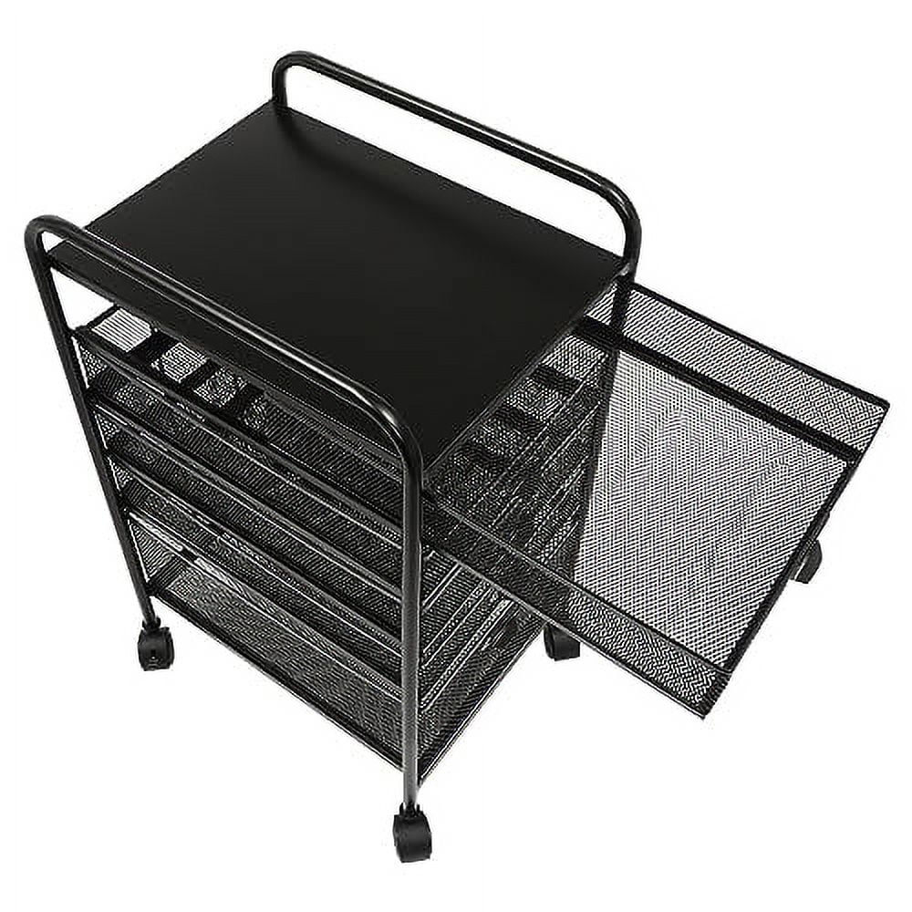 5 Tier Rolling Cart, File Cart with Wheels, Office Cart Drawer Storage ...
