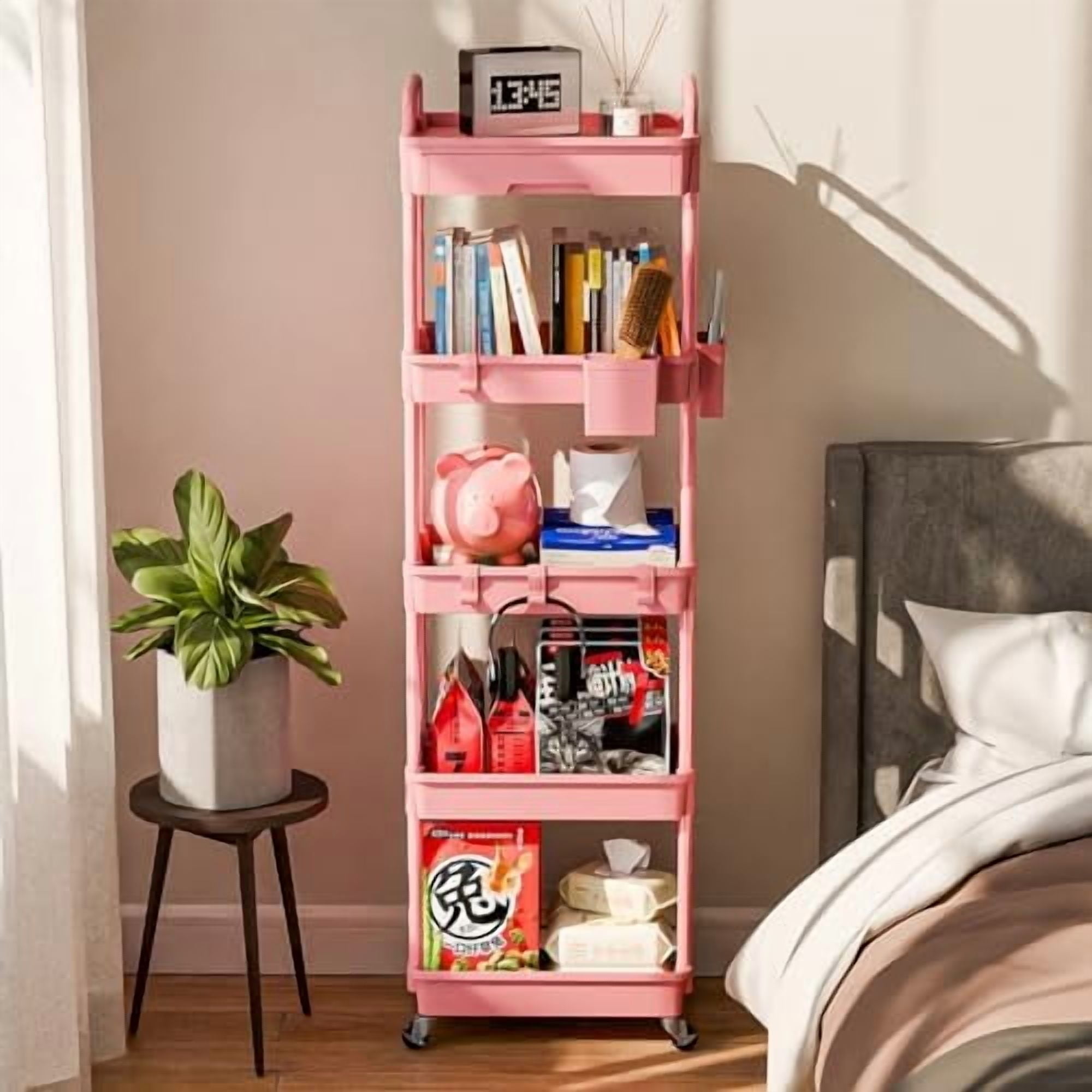 5 Tier Rolling Cart Organizer,Bathroom Cart Organizers with Wheels ...