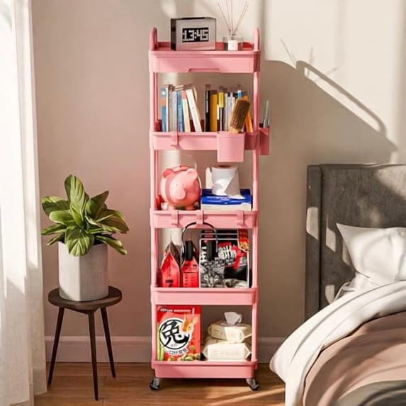 5 Tier Rolling Cart Organizer,Bathroom Cart Organizers with Wheels ...