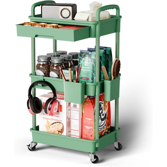5 Tier Rolling Cart Organizer,Bathroom Cart Organizers with Wheels ...