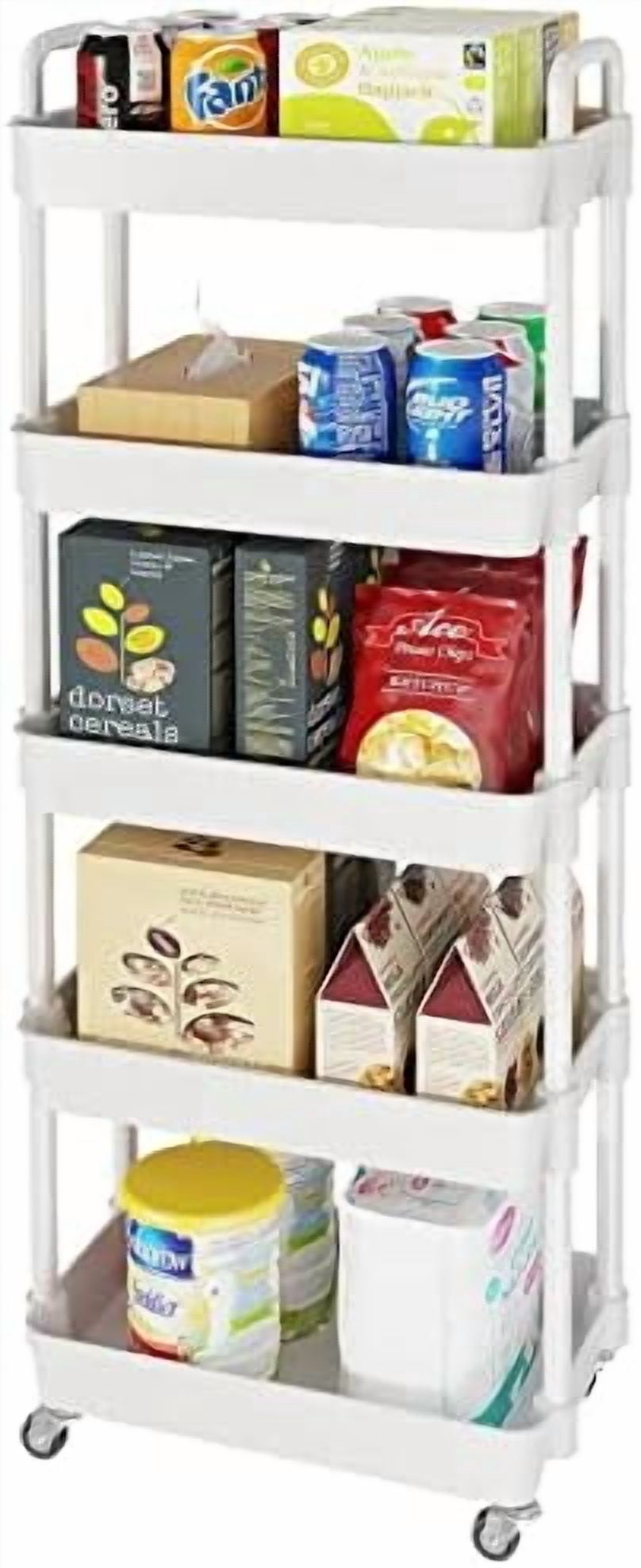 5-Tier Rolling Cart with Wheels,Multifunction Utility Storage Carts ...