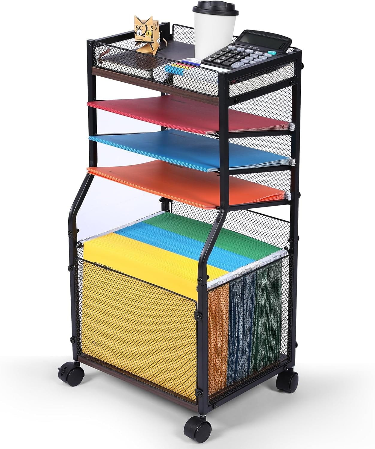 5-Tier Rolling File Cart - Rolling Cart Organizer for Hanging File ...