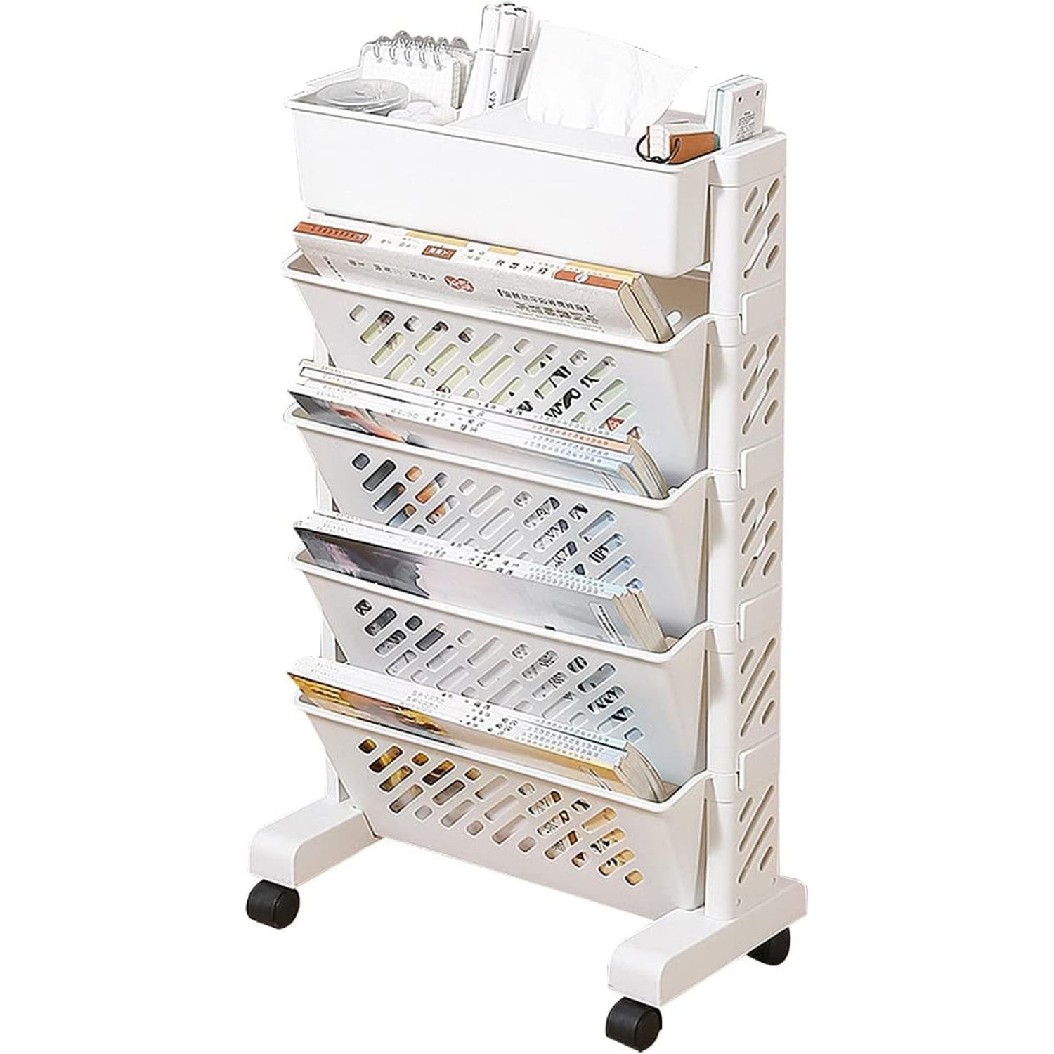 5 Tier Rolling File Cart,Utility cart with Wheels Classroom Deskside ...