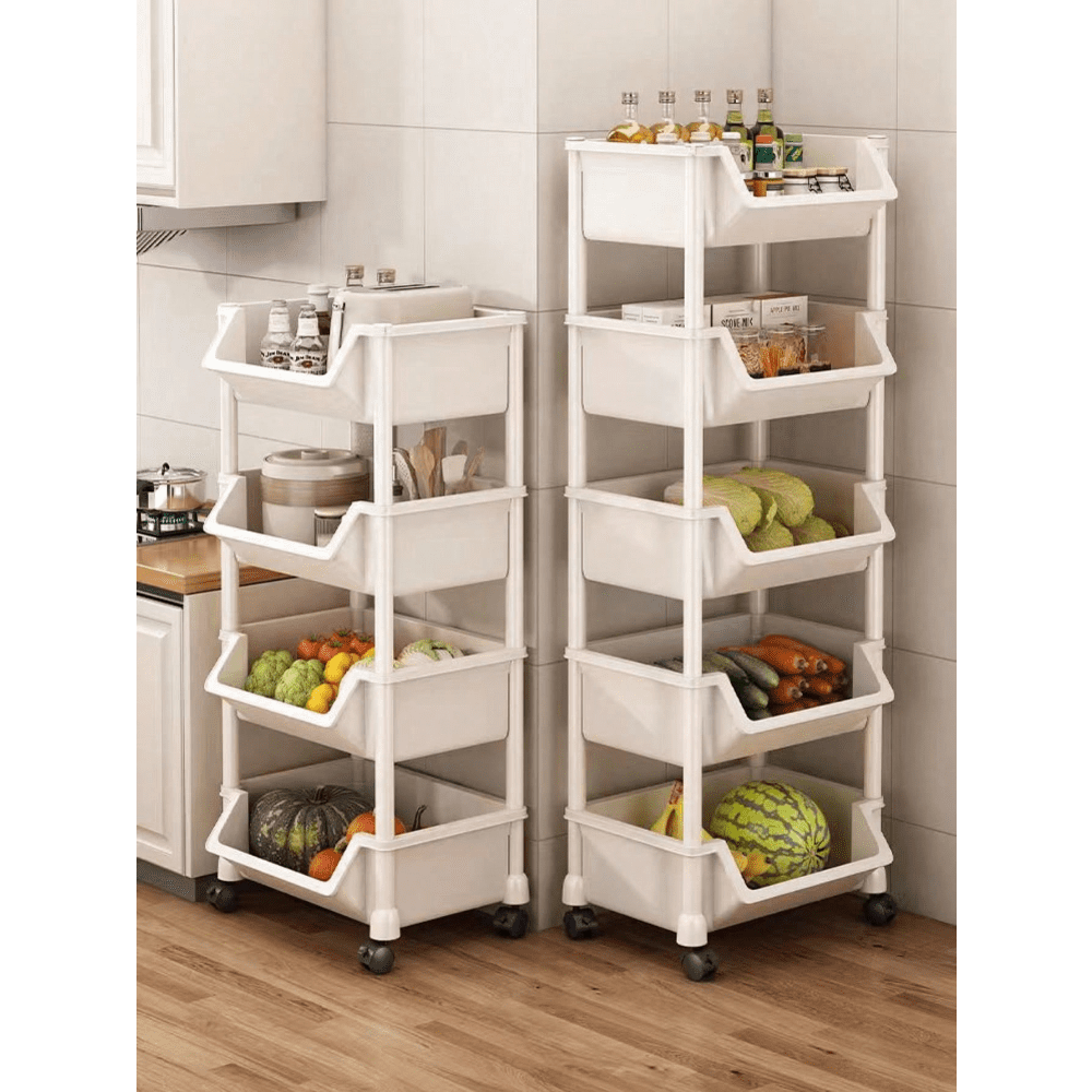 5-Tier Rolling Storage Car, Multi-Purpose Storage Cart With Wheels, For ...