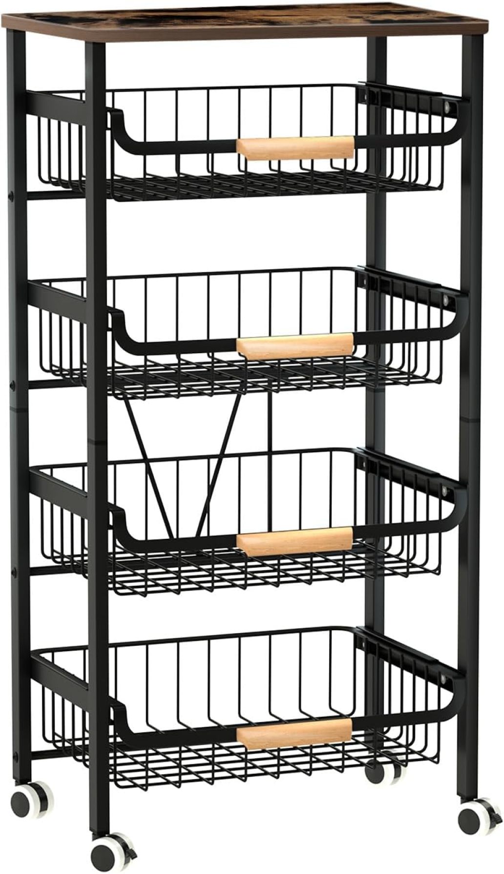 5-Tier Rolling Storage Cart with Wheels, Large Capacity Utility Cart ...