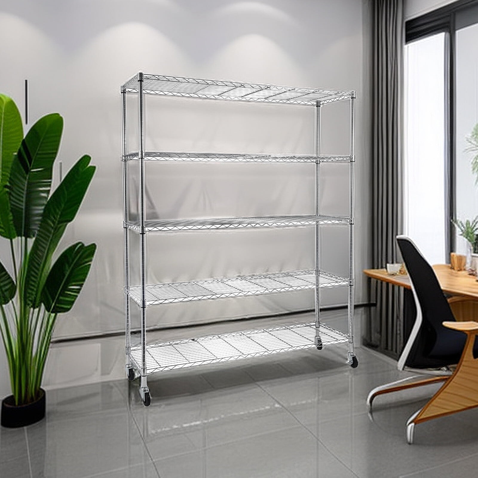 5-Tier Rolling Storage Rack - Adjustable, Heavy Duty & Metal Garage ...