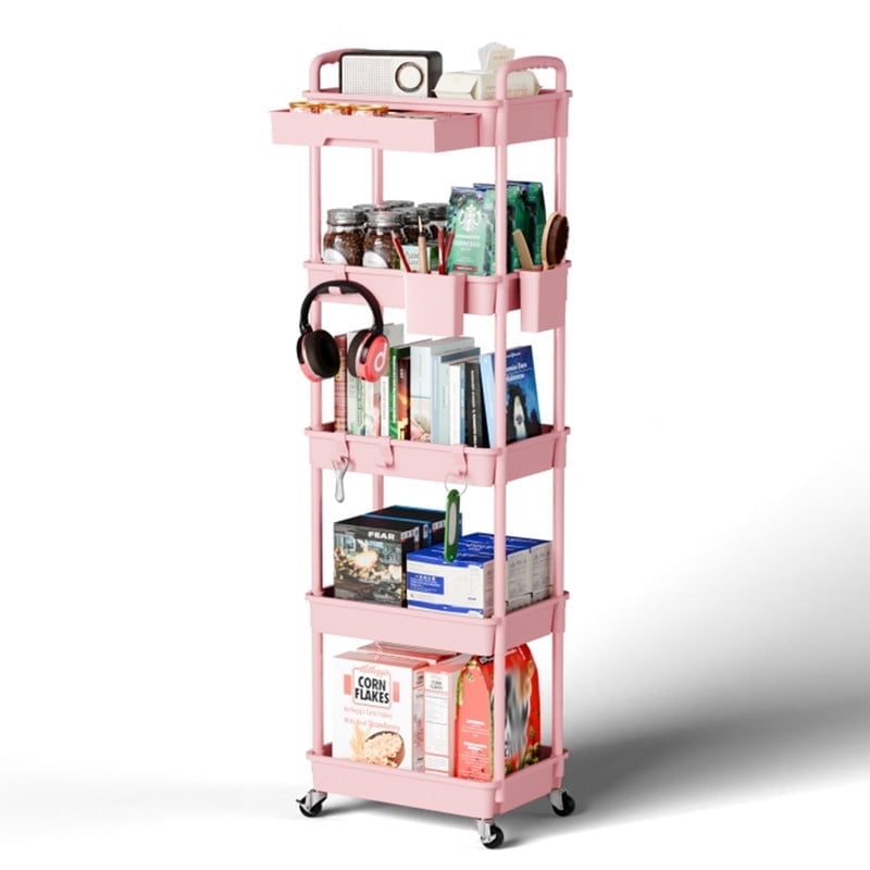LLMRR 5 Tier Rolling Cart with Drawer, Utility cart with Handle ...