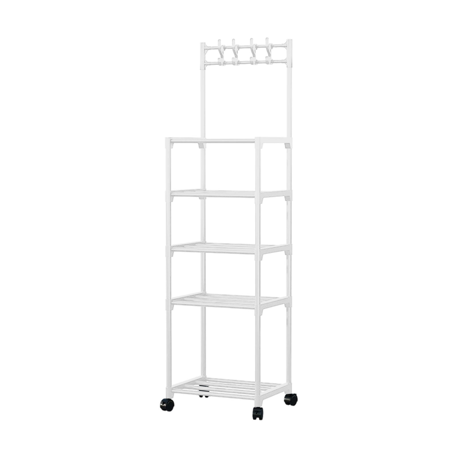5 Tier Rolling Utility Cart with Wheels, Heavy Duty Storage Shelf ...