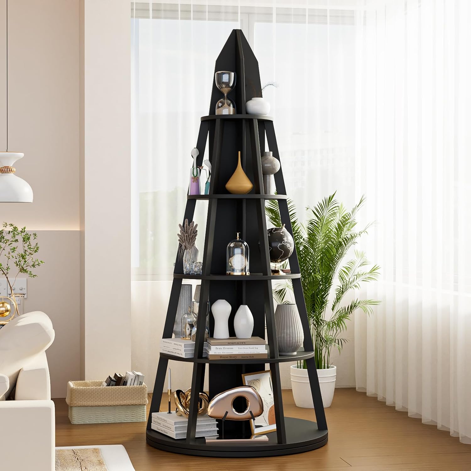 5 Tier Rotating Book Shelf, 71 inch Spinning Bookshelf Tower, 360 ...