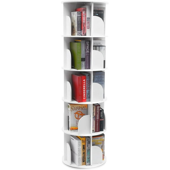 5-Tier Rotating Bookshelf,360 Display Revolving Bookcase,Stackable Book ...