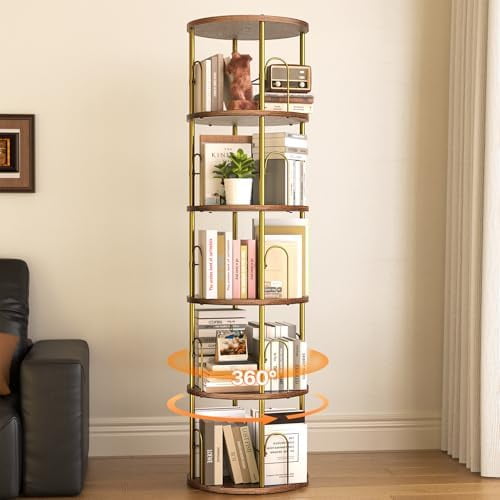 5 Tier Rotating Bookshelf, 360° Display Rotating Bookshelf Tower, Tall ...