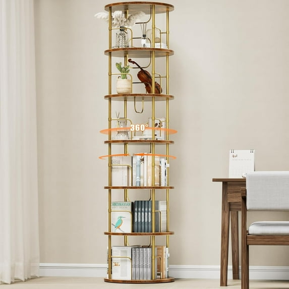 5 Tier Rotating Bookshelf 360 ° Display Stackable Spinning Bookshelf ...