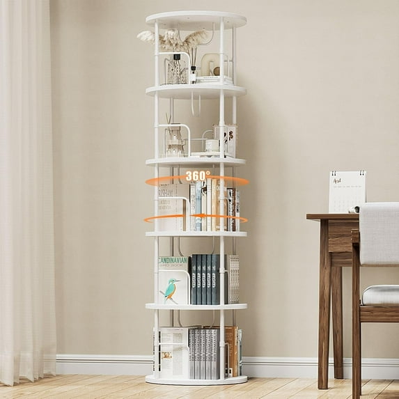 5 Tier Rotating Bookshelf 360 ° Display Stackable Spinning Bookshelf ...
