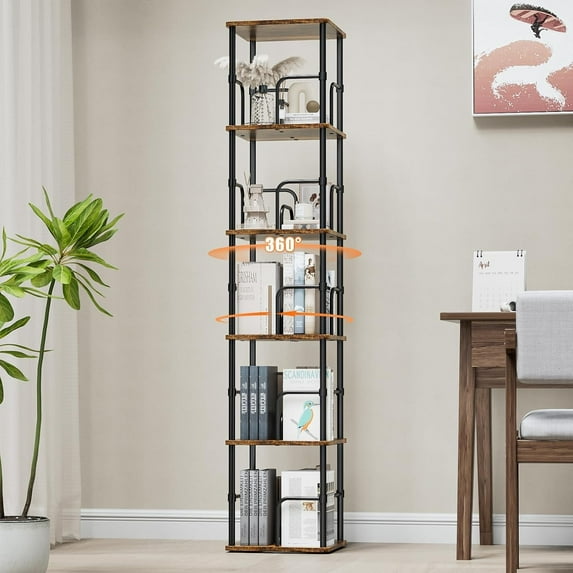 5 Tier Rotating Bookshelf 360 ° Display Stackable Spinning Bookshelf ...