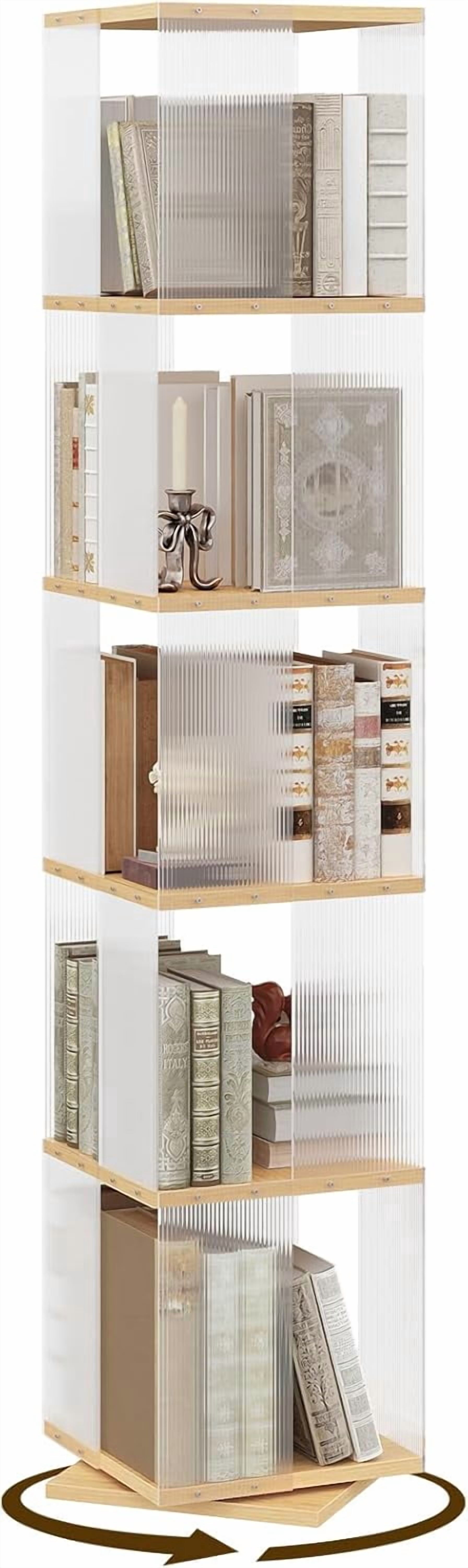 5-Tier Rotating Bookshelf, 360 Spinning Bookcase Tower, Corner ...