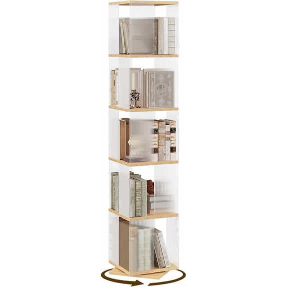 5-Tier Rotating Bookshelf, 360 Spinning Bookcase Tower, Corner ...