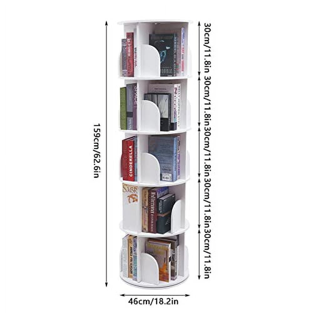 5 Tier Rotating Bookshelf - 360 View Display Unique Revolving Storage ...