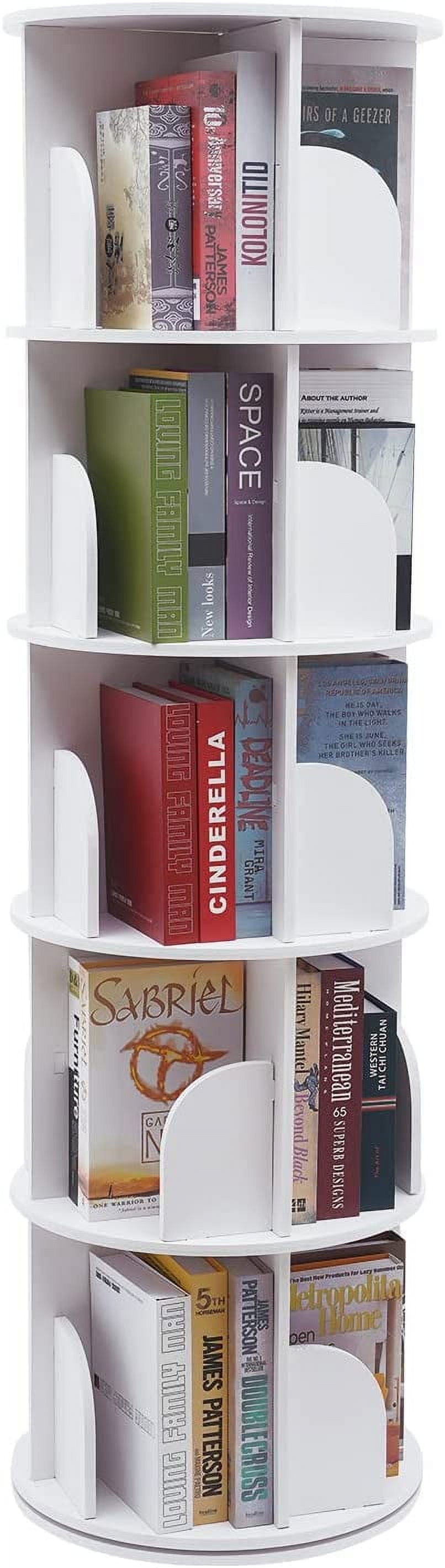 5 Tier Rotating Bookshelf Tower 360 Display Floor Standing Bookcase ...