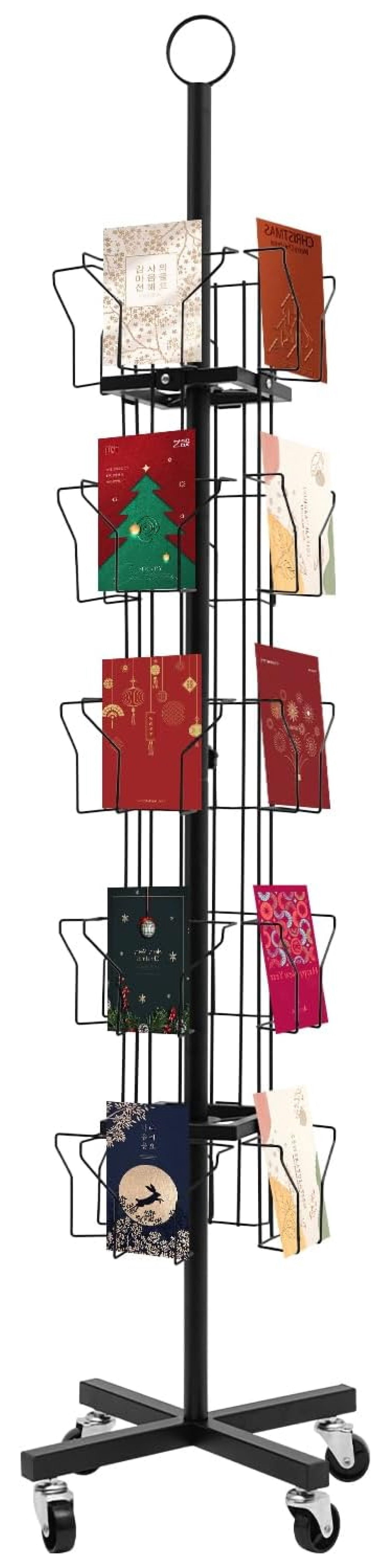 5-Tier Rotating Card Display Stand Greeting Card Rack 20 Pockets ...