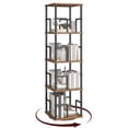 5-Tier Rotating Corner Bookshelf In Rustic Brown And Black Industrial ...