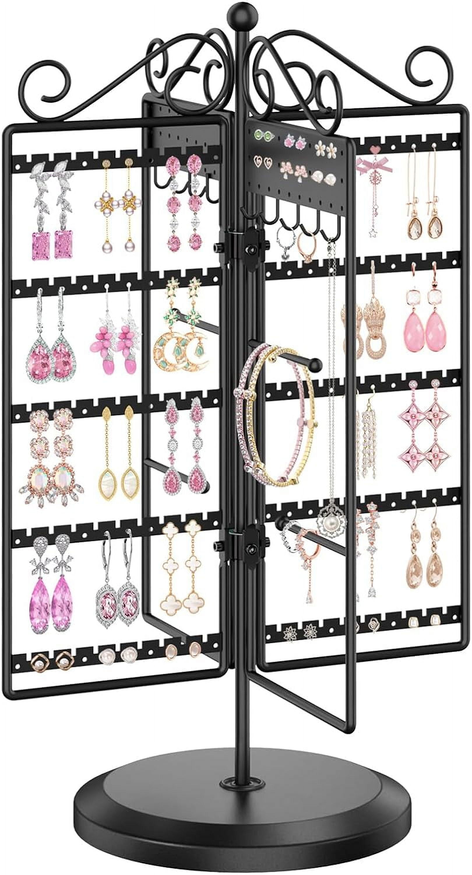5 Tier Rotating Earring Holder Organizer with 10 Hooks, Adjustable ...