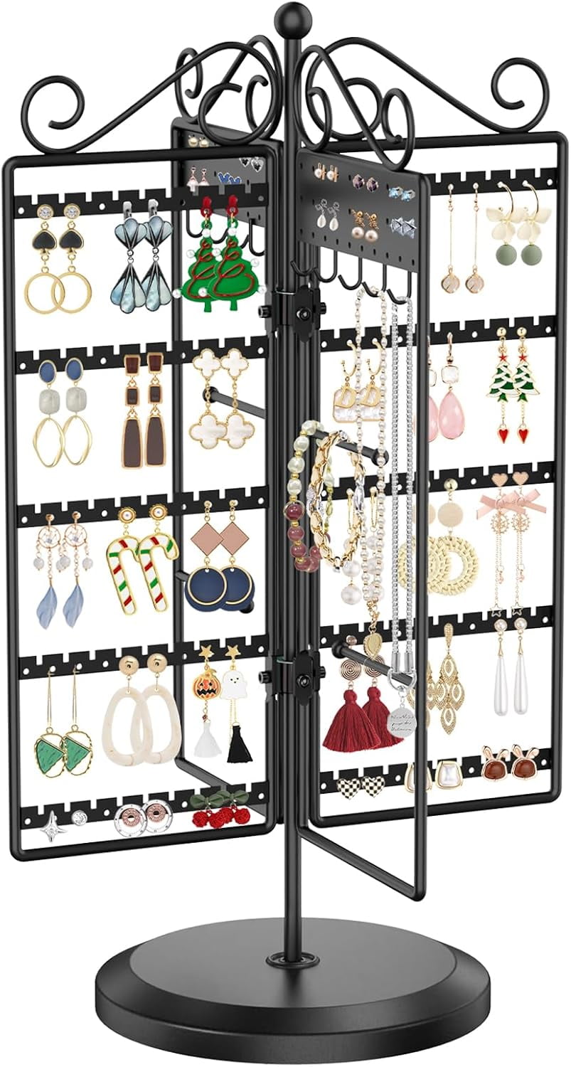 5 Tier Rotating Earring Holder Organizer, 160 Holes Pierced Earring ...